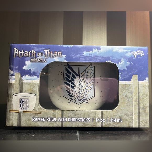Kitchen | New Attack On Titan Ramen Bowl With Chopsticks Ceramic Scout ...